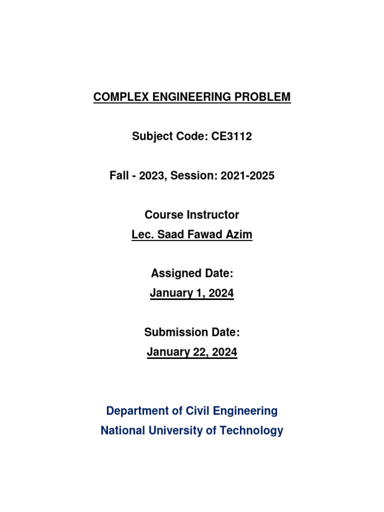Complex Engineering Problem CE3111 | PDF | Engineering | Methodology