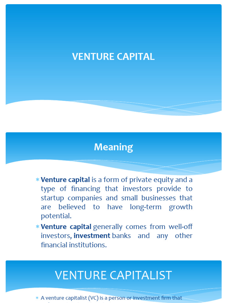 Venture Capital | PDF | Venture Capital | Corporate Finance
