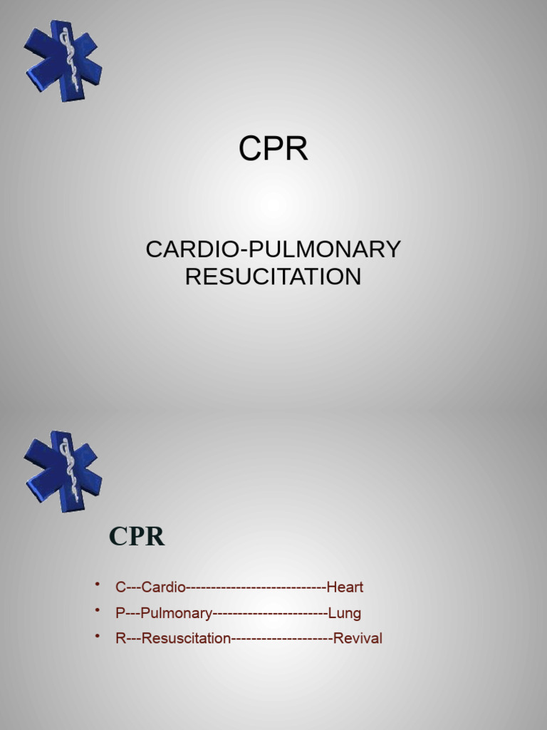 CPR PPT Final | PDF | Cardiopulmonary Resuscitation | Cardiac Arrest