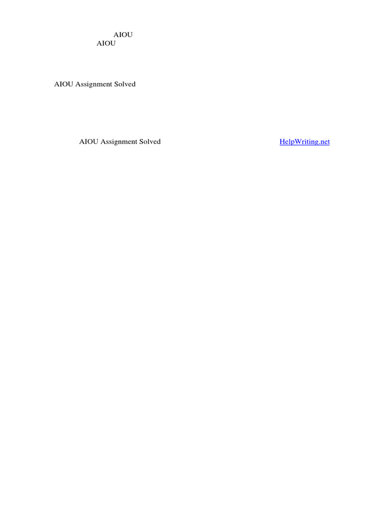 Aiou Assignment Solved Pdf