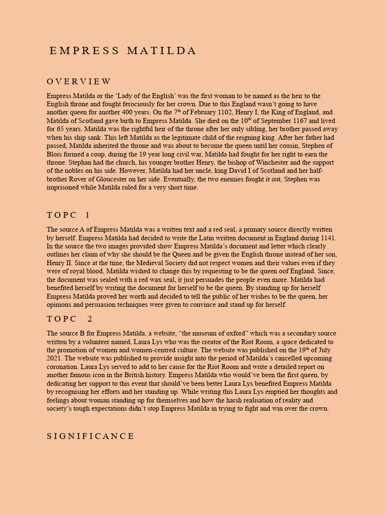 Empress Matilda research | PDF
