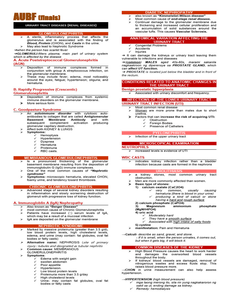 Aubf Ut Disorder Transes Finals | PDF | Creatinine | Medicine