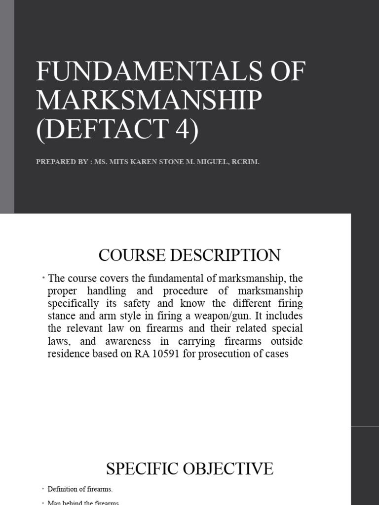 Fundamentals of Marksmanship (Deftact 4) | PDF | Cartridge (Firearms ...