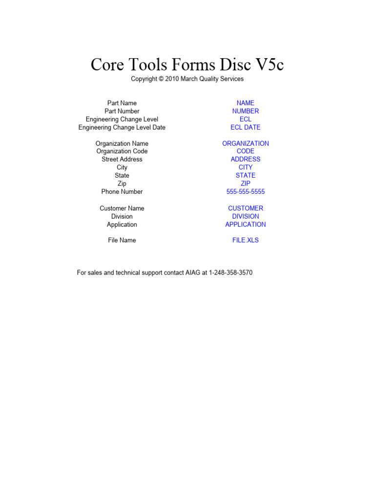 FORMATOS - CORE - TOOLS (Versión 1) | PDF | Statistics | Specification ...
