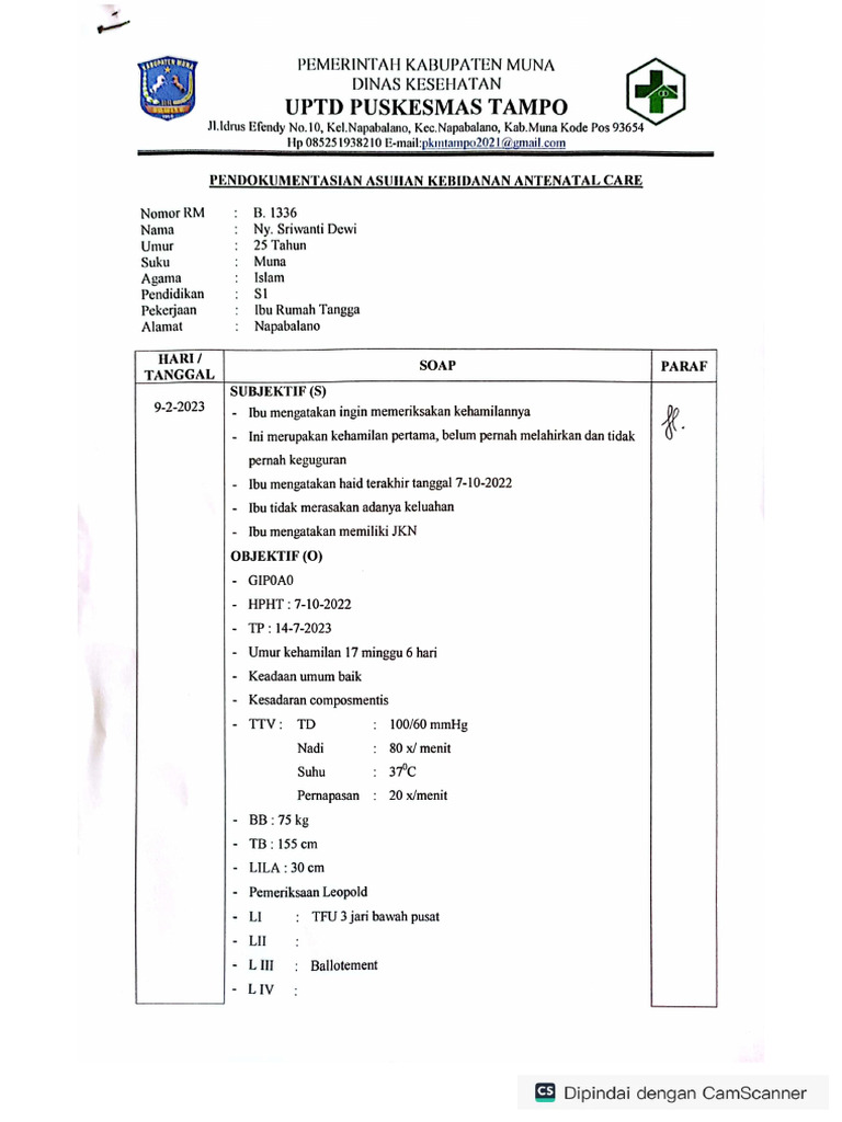 SoAp Pengkajian Dan Askeb Kehamilan | PDF
