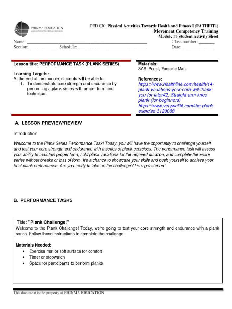 Ped 030 - Sas 6 | PDF | Physical Fitness | Physical Exercise