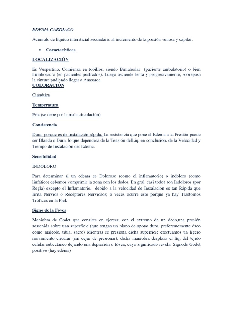 Edema Cardiaco | PDF | Edema | Insuficiencia cardíaca