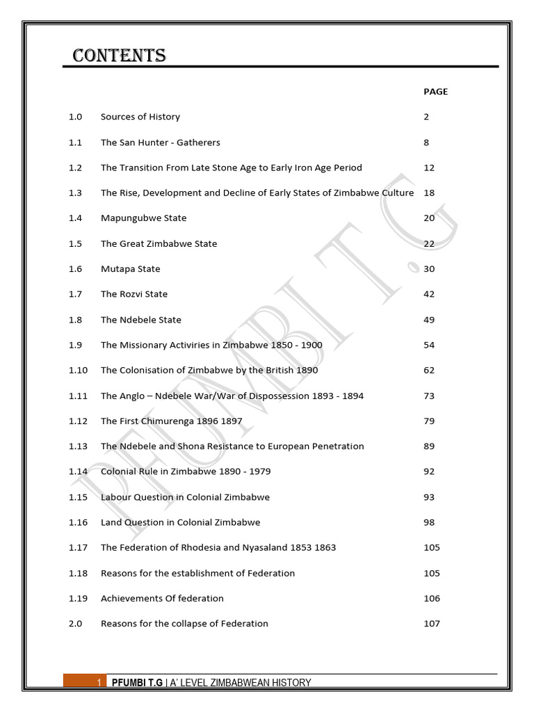 A Level African History | PDF | Zimbabwe