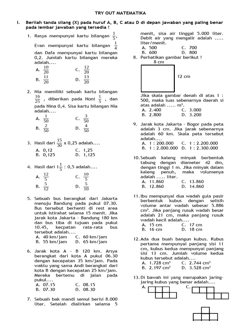 Latihan (Try Out) Matematika | PDF