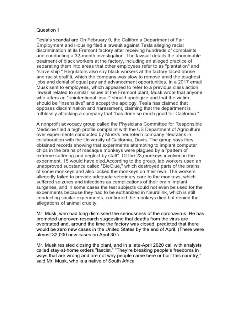Tesla's Racial Discrimination Lawsuit | PDF | Hand Washing | Microbiology