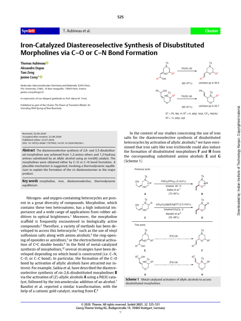 Synlett 2021, 32, 525–531 | PDF | Acid | Amine