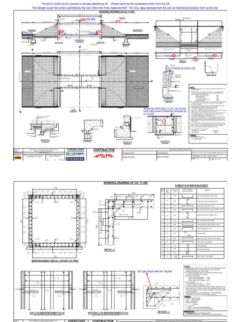 RCC BOX CULVERT CH.17+481 (1) | PDF | Building Technology | Civil ...