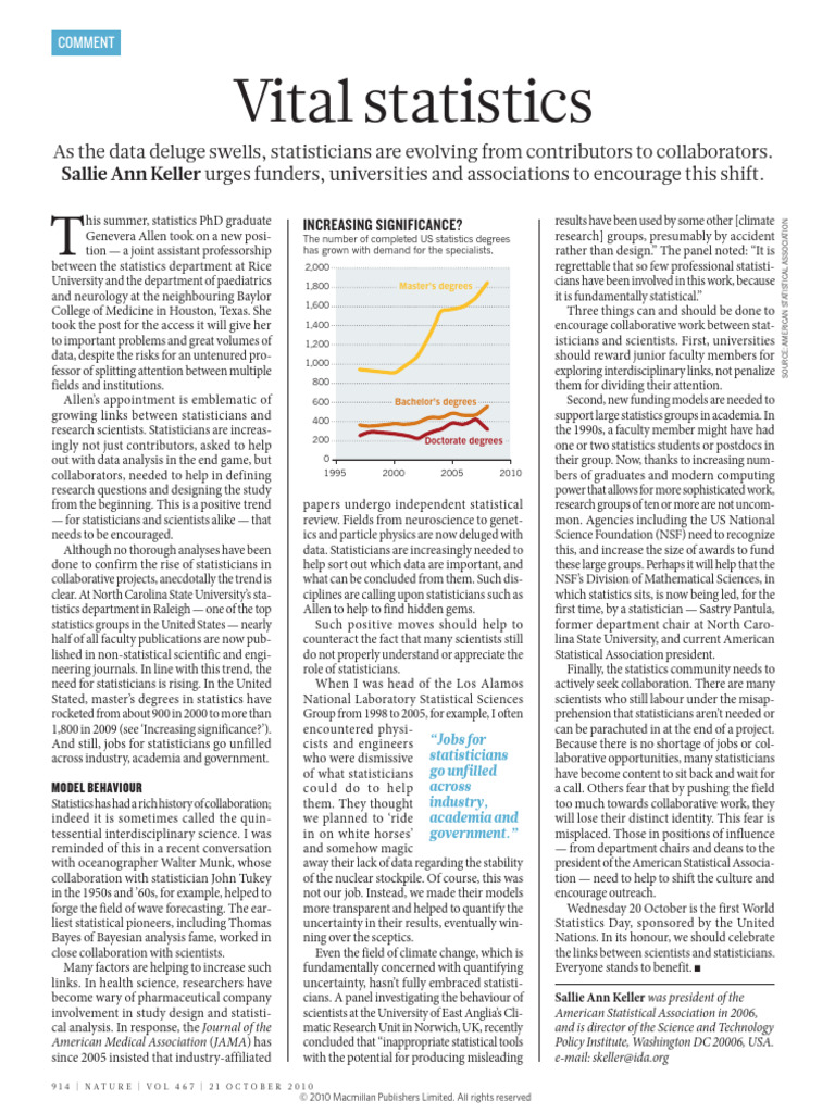Estadistica, Articulo, Vital Statistics. | PDF | Statistics | Science