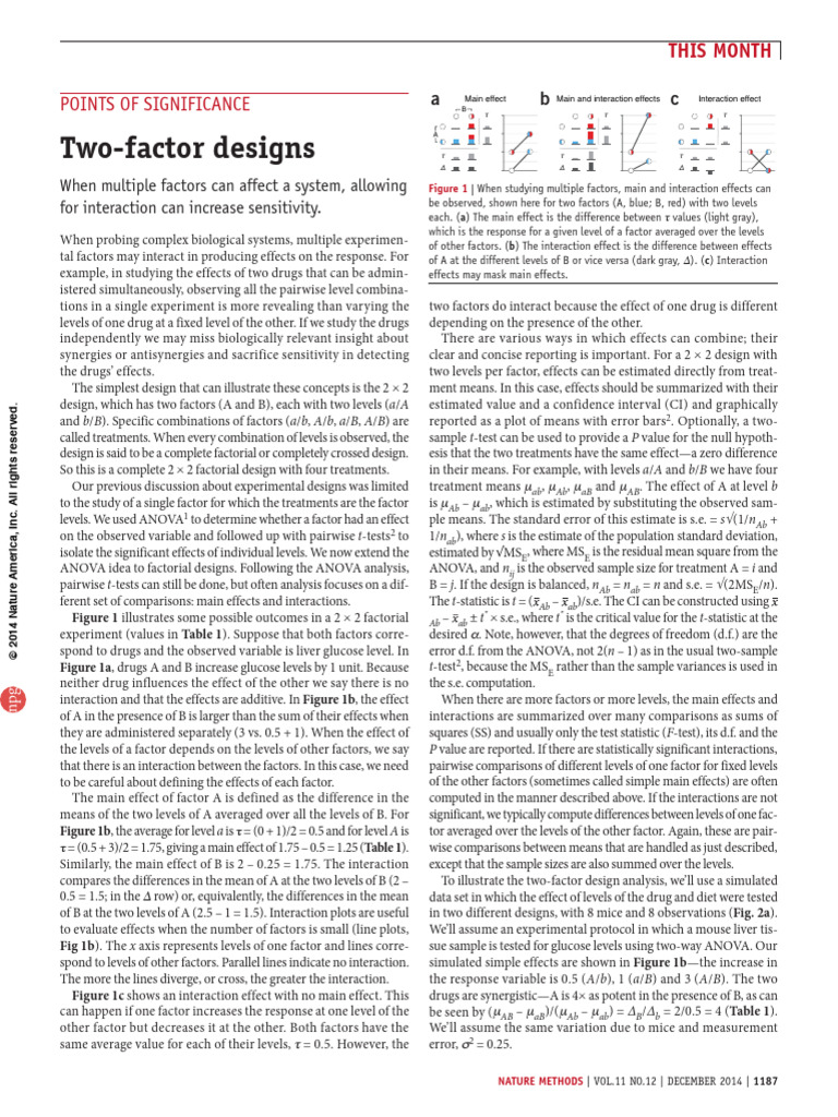 Estadistica, Articulo, Two-Factor Designs. | PDF | Errors And Residuals ...