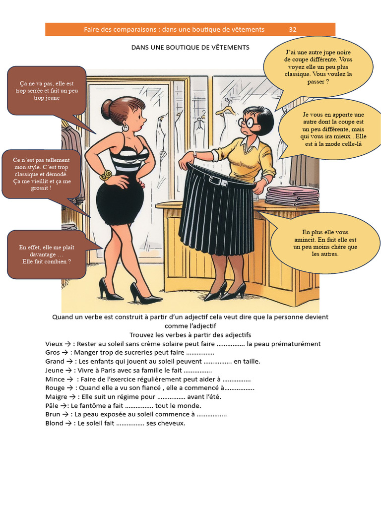 B1 Dans Une Boutique de Vêtements p32 | PDF