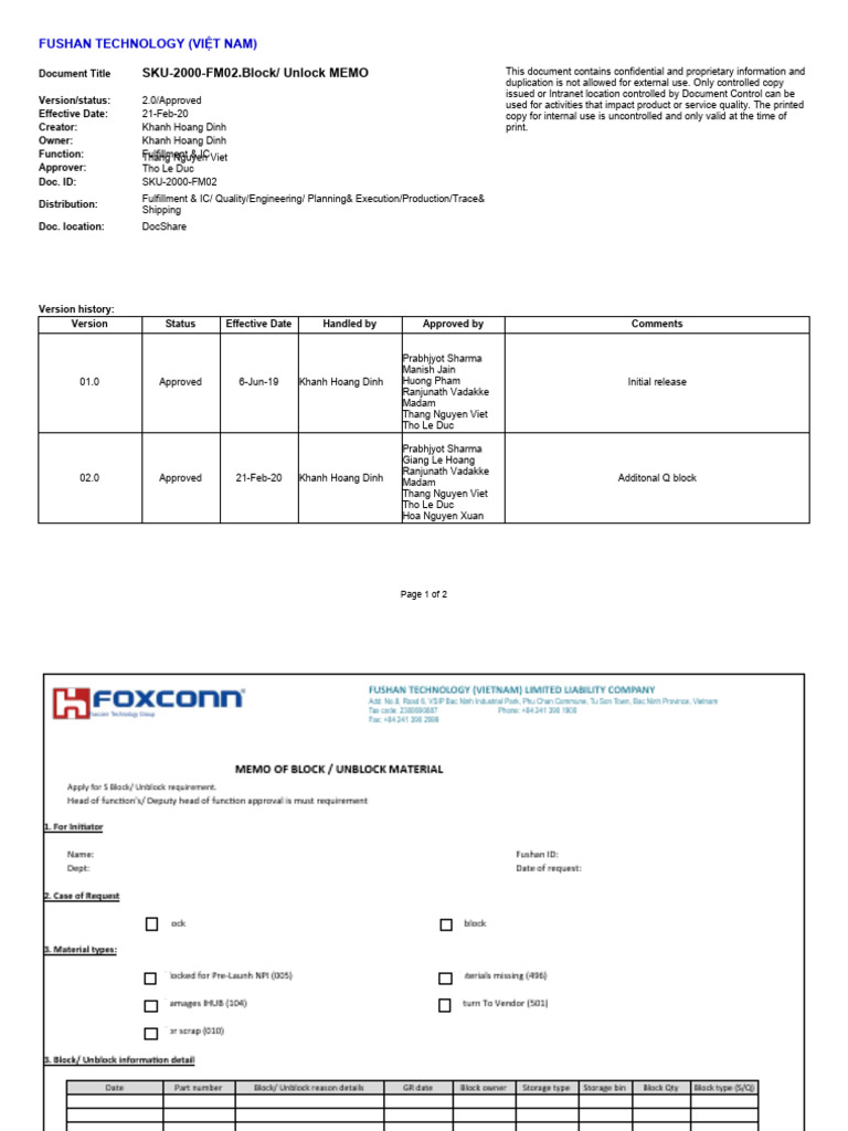 SKU-2000-FM02.Block-Unlock MEMO | PDF | Vietnam