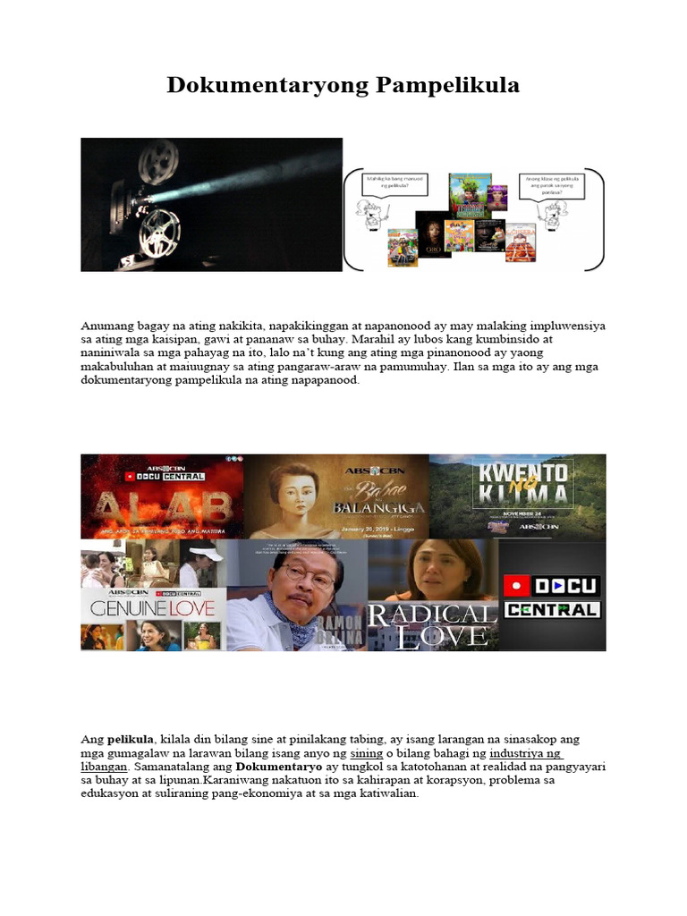 Dokumentaryong Pampelikula | PDF