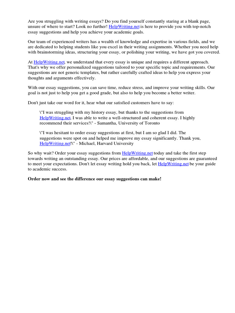Essay Suggestions | PDF | Essays | Thesis