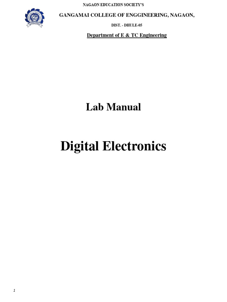 DE Manual | PDF | Logic Gate | Electrical Engineering