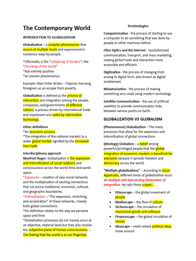 The Contemporary World | PDF | Globalization