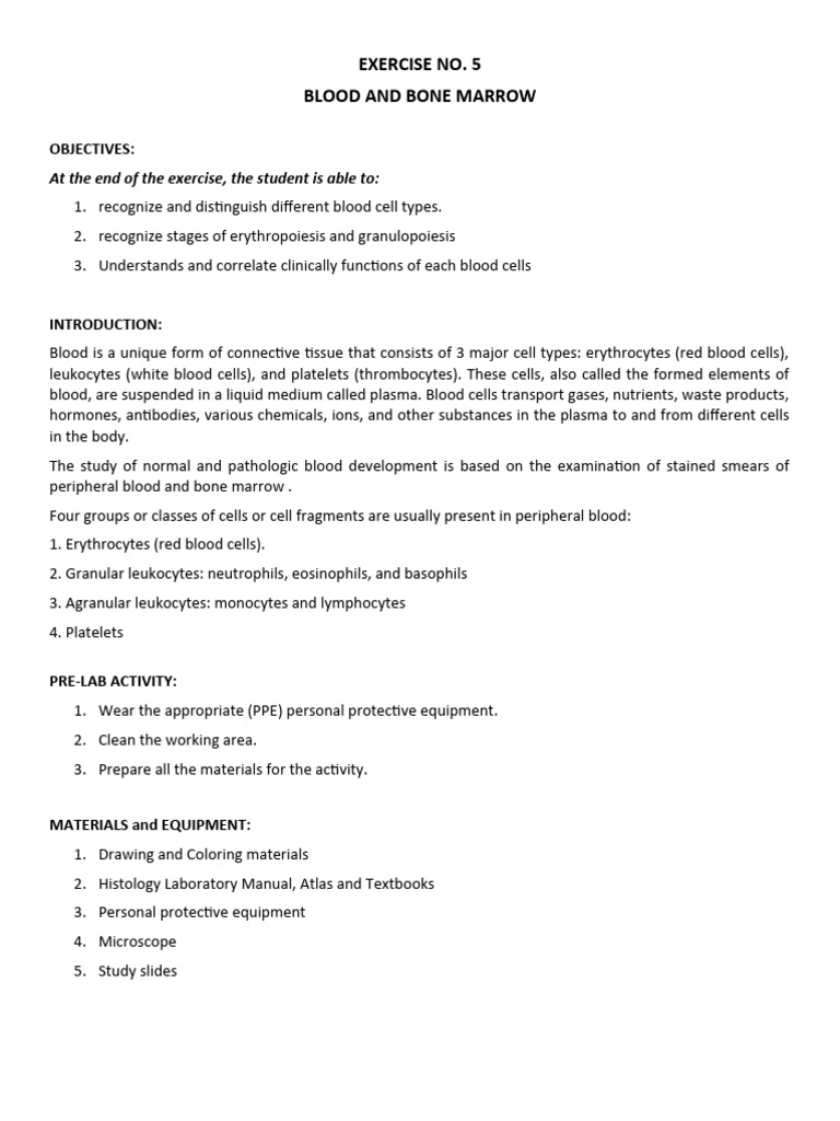 Exercise-No.-5-Blood-and-Bone-marrow | PDF | White Blood Cell | Tissue ...