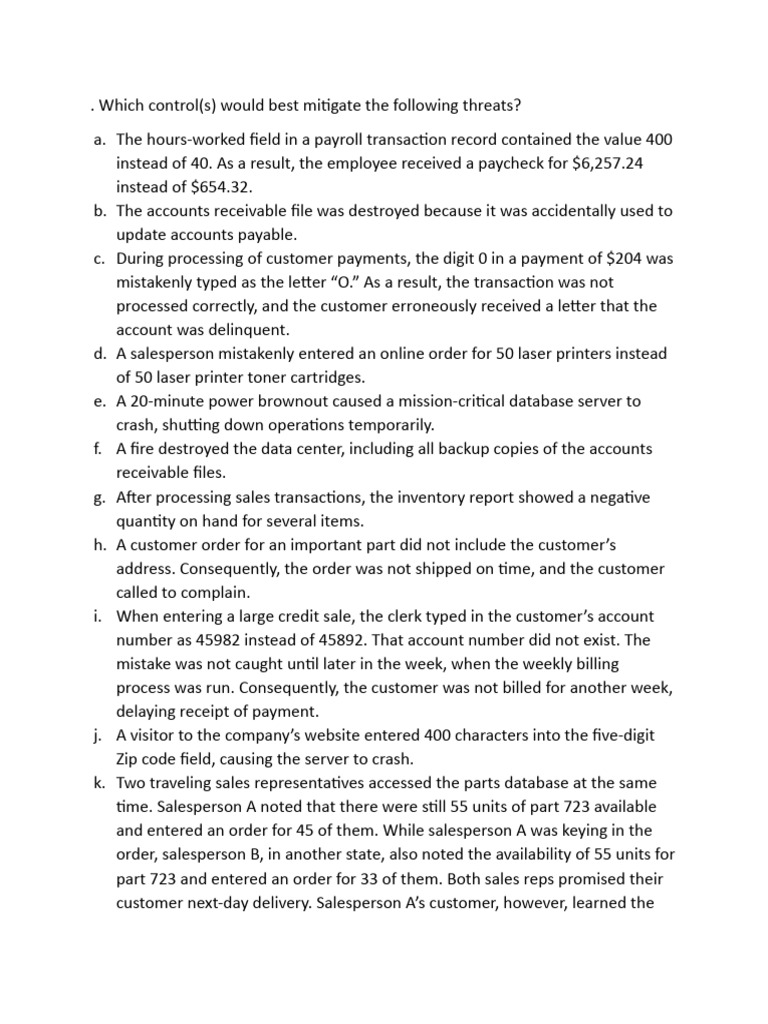 Integrity Availability Controls | PDF | Sales | Payroll