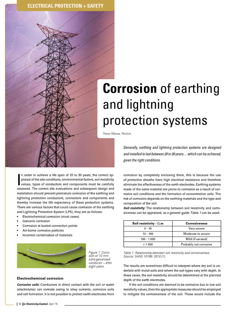 Corrosion of Earthing and Lightning Protection Systems | PDF ...