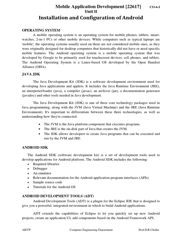 Unit 2 | PDF | Java (Programming Language) | Android (Operating System)