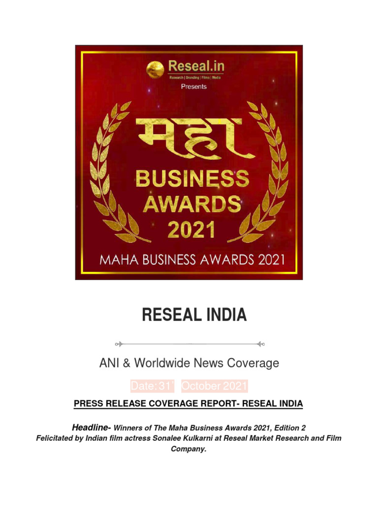 Maha Business Awards 2021 Winners | PDF | Journalism | Mass Media