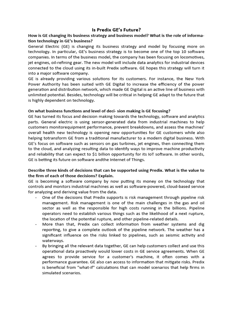 Is Predix Ges Future Pdf Internet Of Things General Electric 