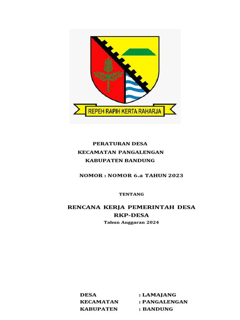 Contoh Rkp Desa Tahun 2024 | PDF