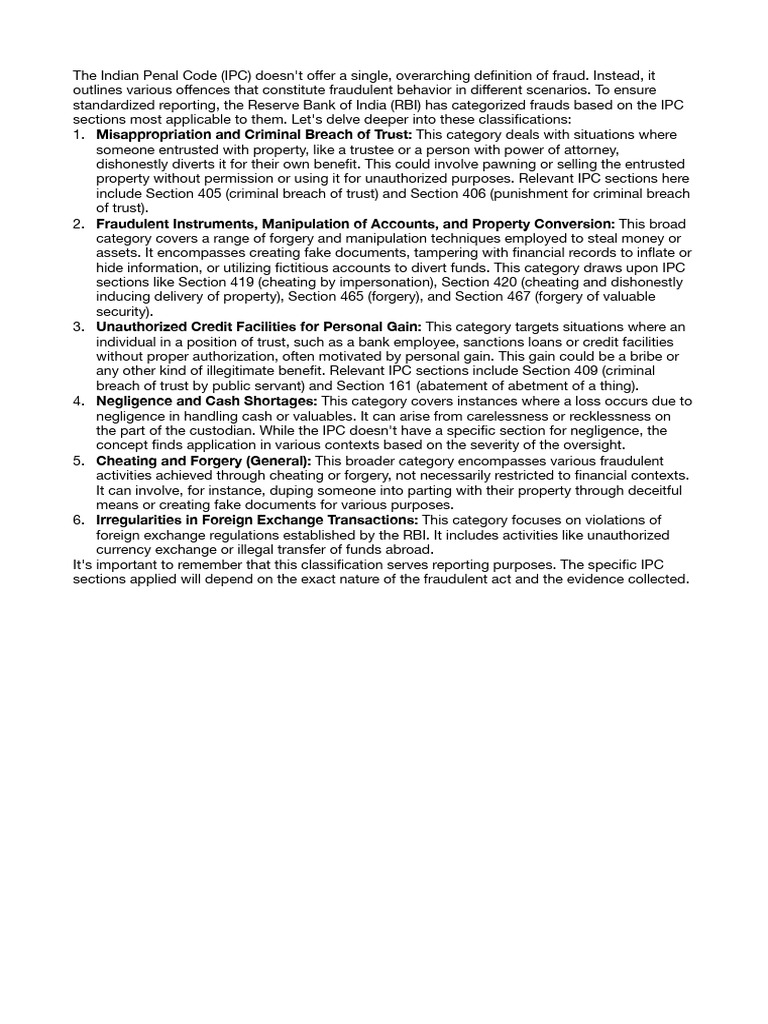 Indian Penal Code (IPC) fraud categories | PDF | Fraud | Fiduciary