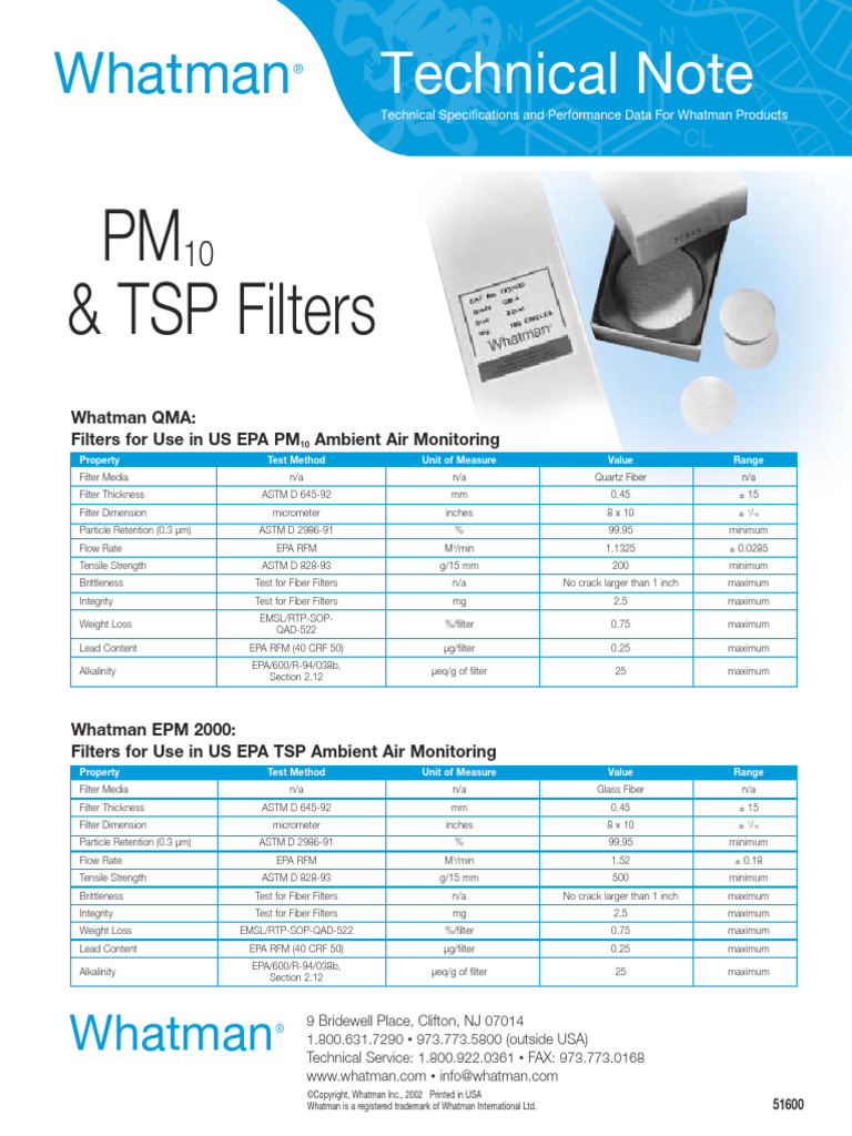 Technical Note PM10 Filters | PDF | Fracture | Materials
