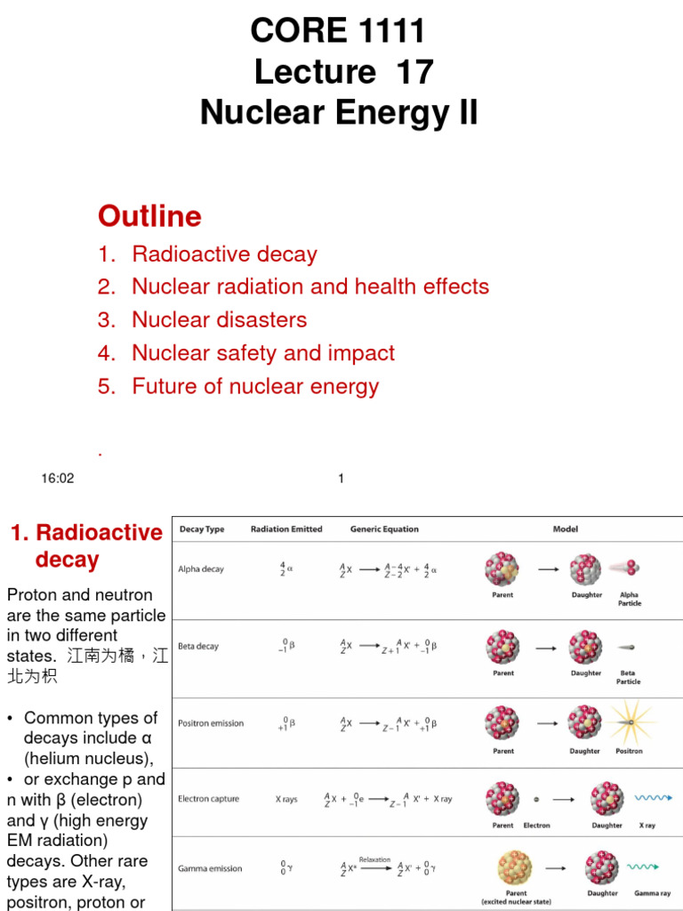 Lecture 17 Nuclear Eng II | PDF | Radioactive Decay | Ionizing Radiation