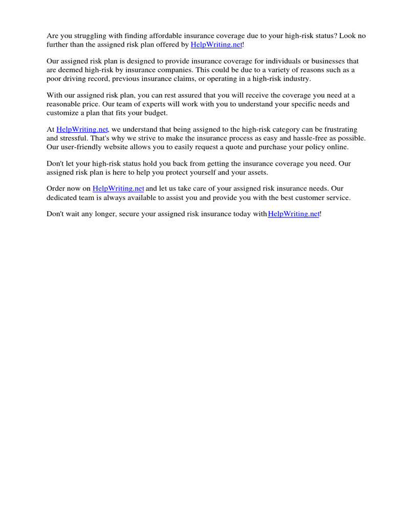 Assigned Risk Plan | PDF | Risk | Risk Management