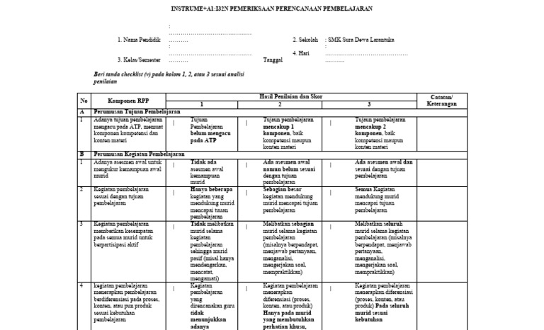 Instrumen Supervisi | PDF