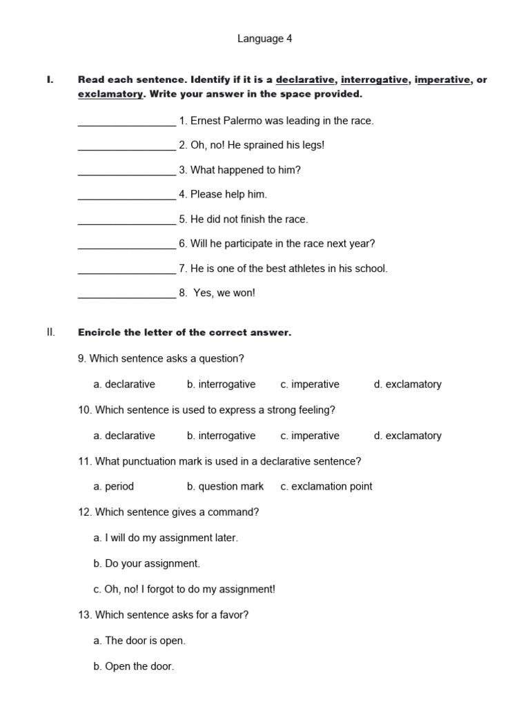 Sentence Types and Punctuation Guide | PDF
