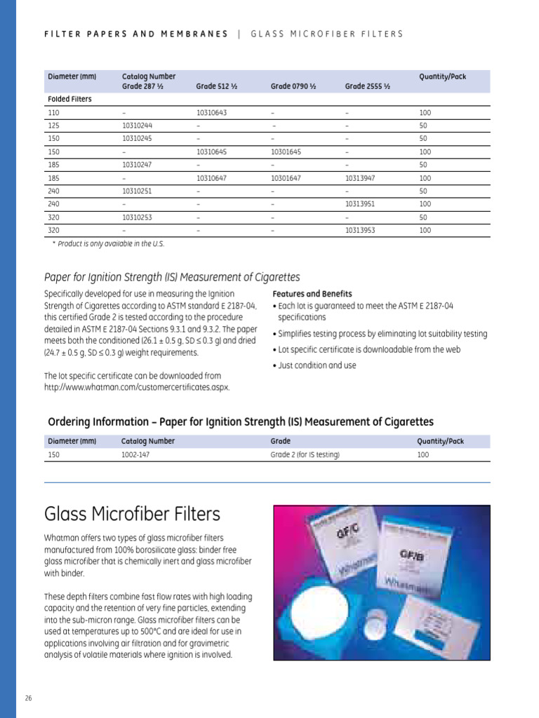 Whatman - Glass Microfiber Filter | PDF | Filtration | Particulates