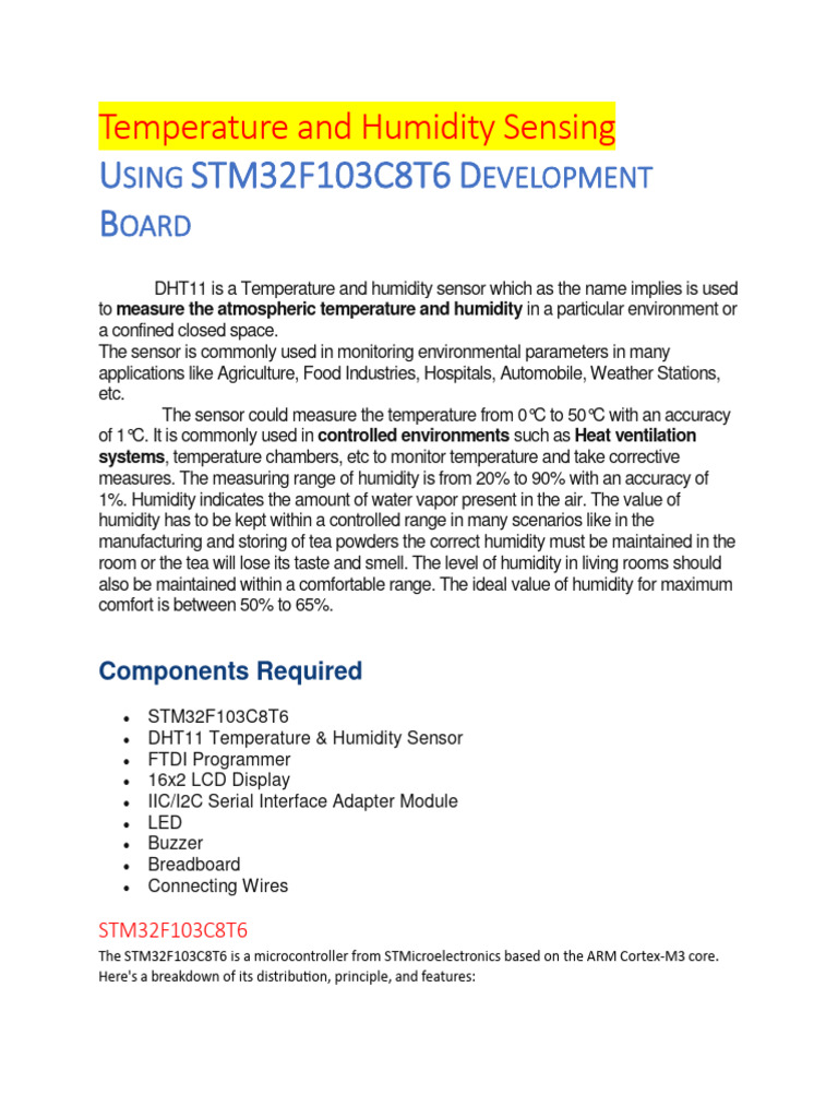 Temperature and Humidity Sensing Report | PDF | Light Emitting Diode ...