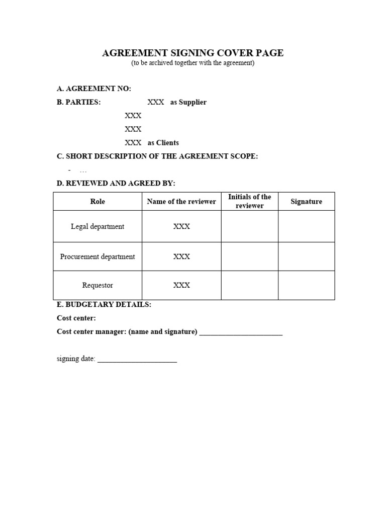 Agreements Cover Page - Draft | PDF | Law