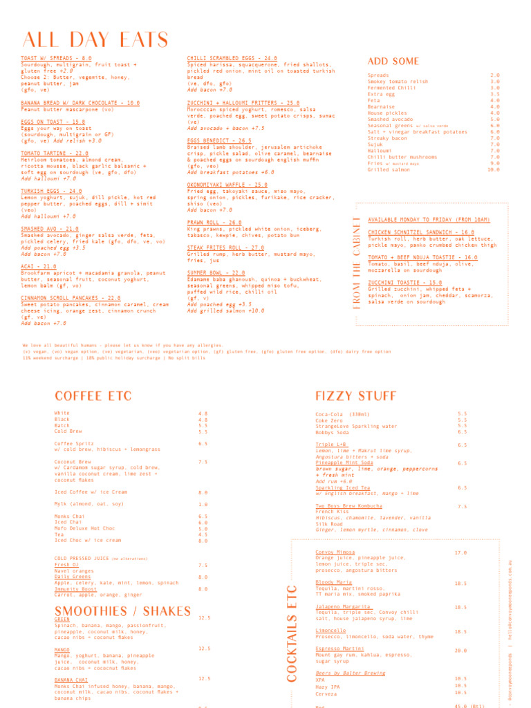 Convoy Menu | PDF | Pickling | Sauce