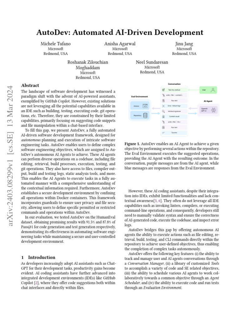 AutoDev Microsoft 2403.08299 | PDF | Artificial Intelligence | Intelligence (AI) & Semantics