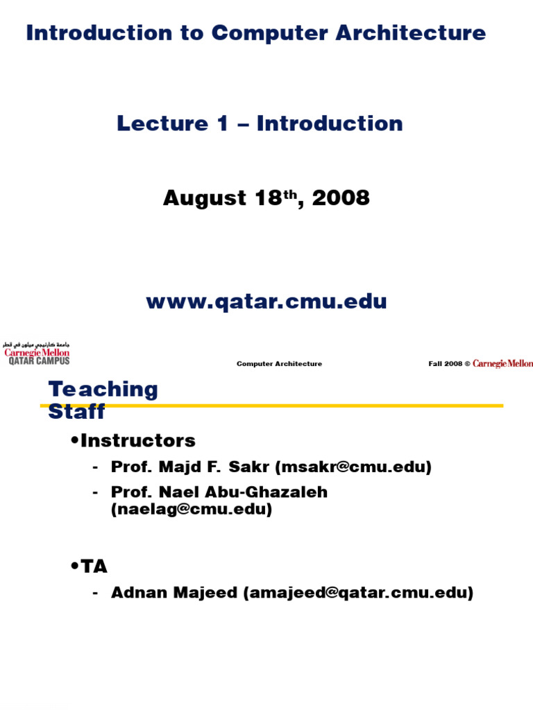 Lecture 01 Pdf Central Processing Unit Computer Architecture 0253