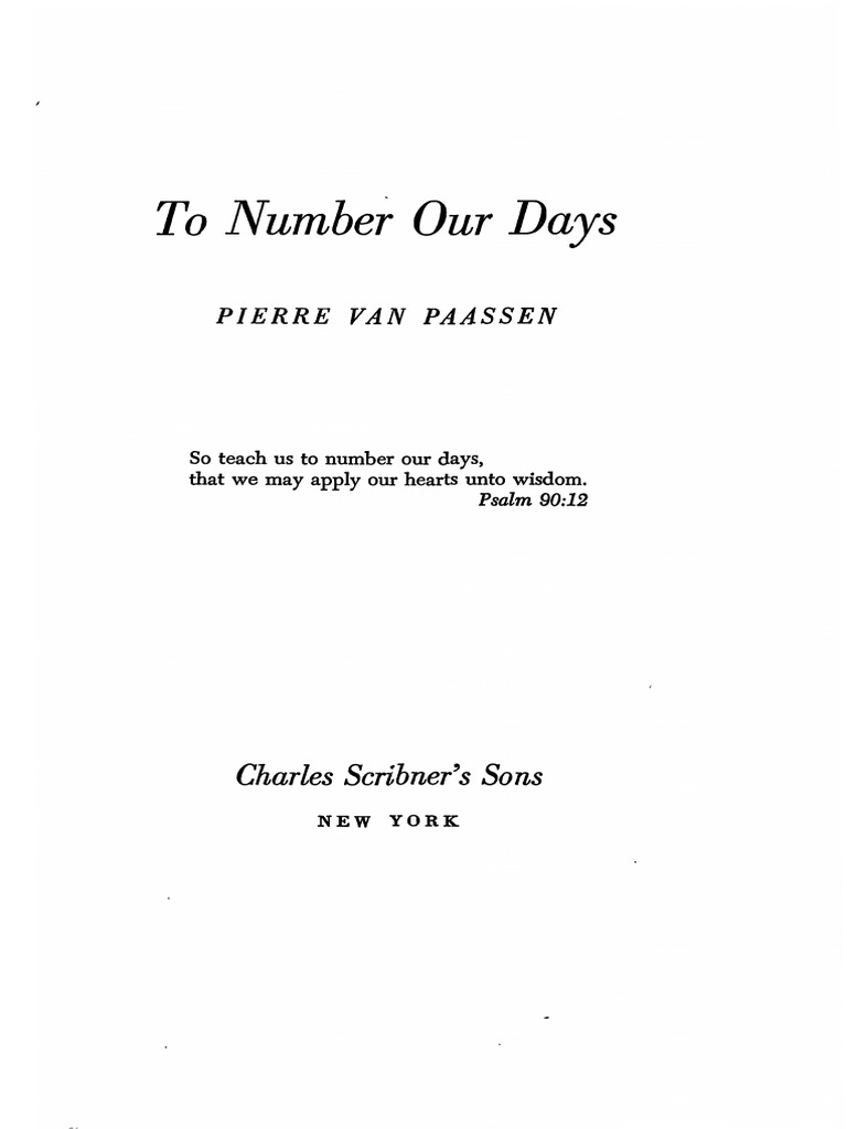 To Number Our Days | PDF