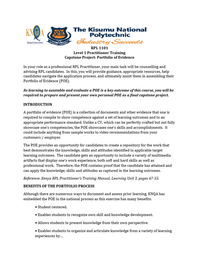 Capstone Project POE Template | PDF | Learning | Knowledge