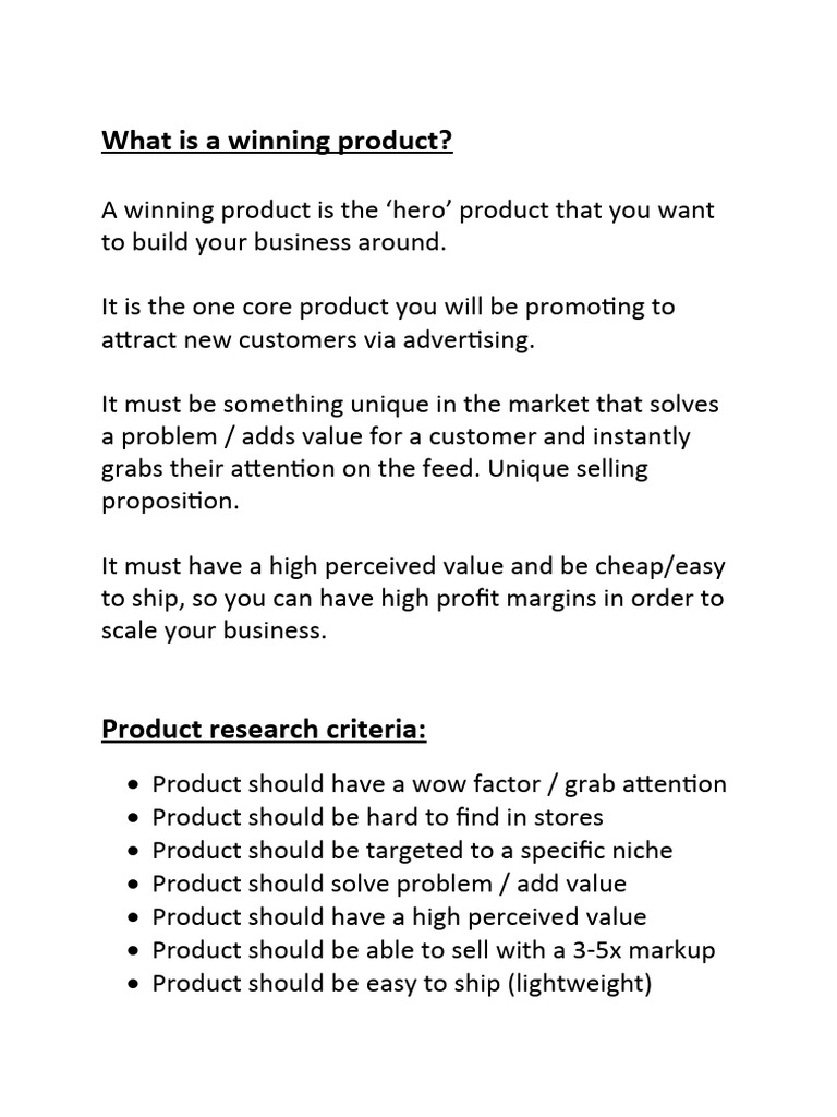 Winning_product_criteria | PDF