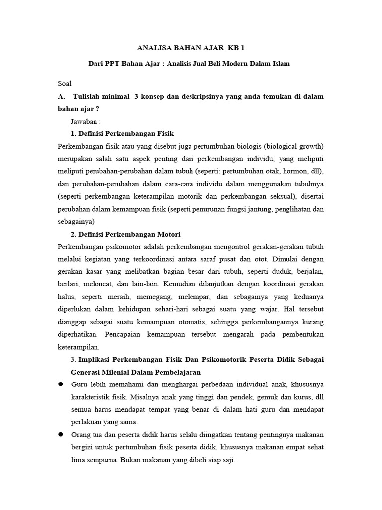 ANALISA BAHAN AJAR KB 2 Teori | PDF