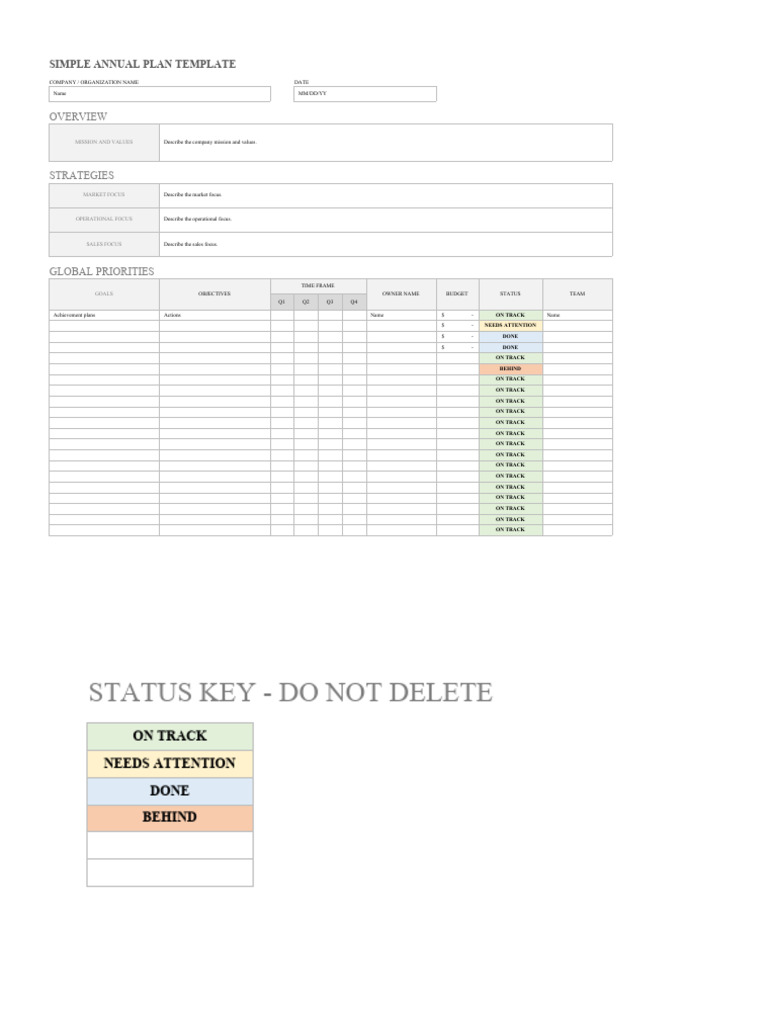 IC Simple Annual Plan Template | PDF