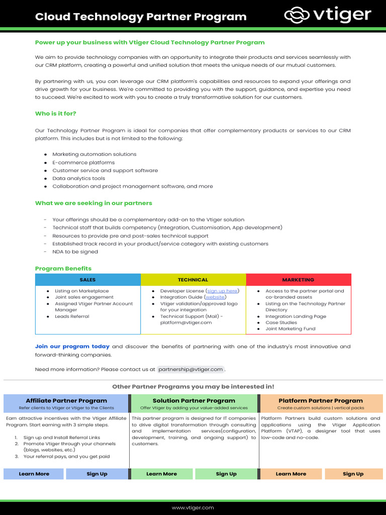 Cloud Technology Partner Program One Page | PDF | Customer Relationship Management | Cloud Computing