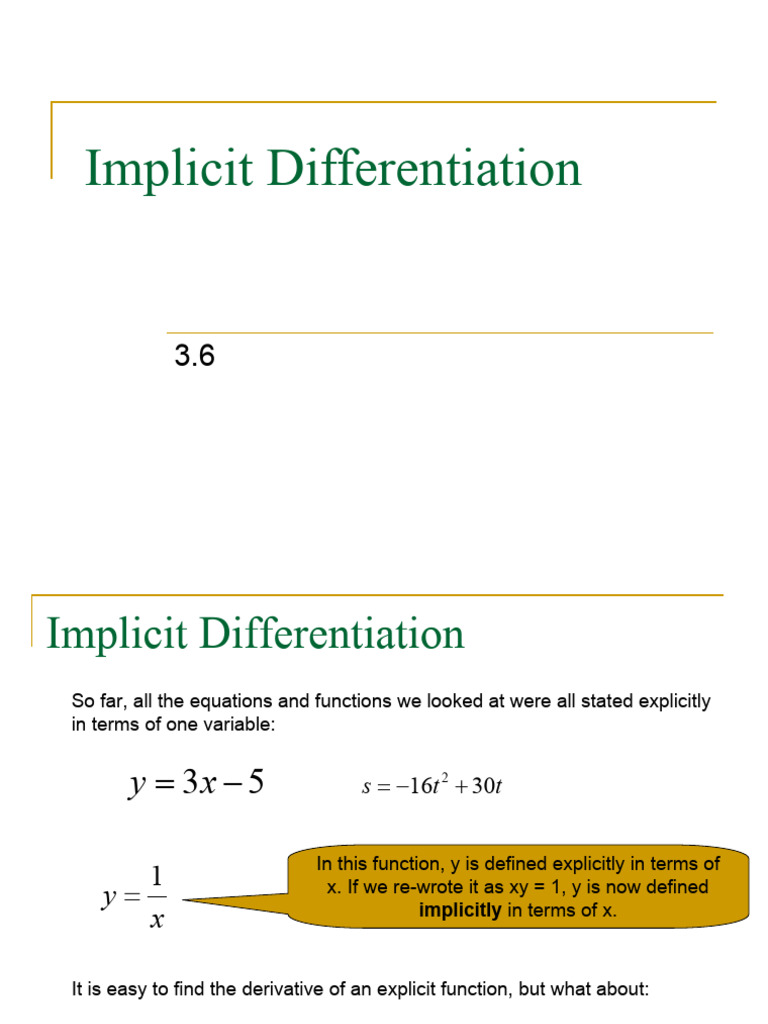 Implicit Differentiation | PDF | Elementary Mathematics | Mathematical Relations